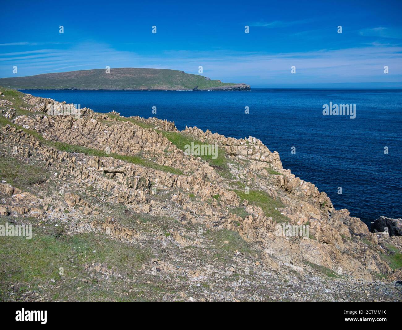 Coastal serpentine rock at the Keen of Hamar Nature Reserve near ...
