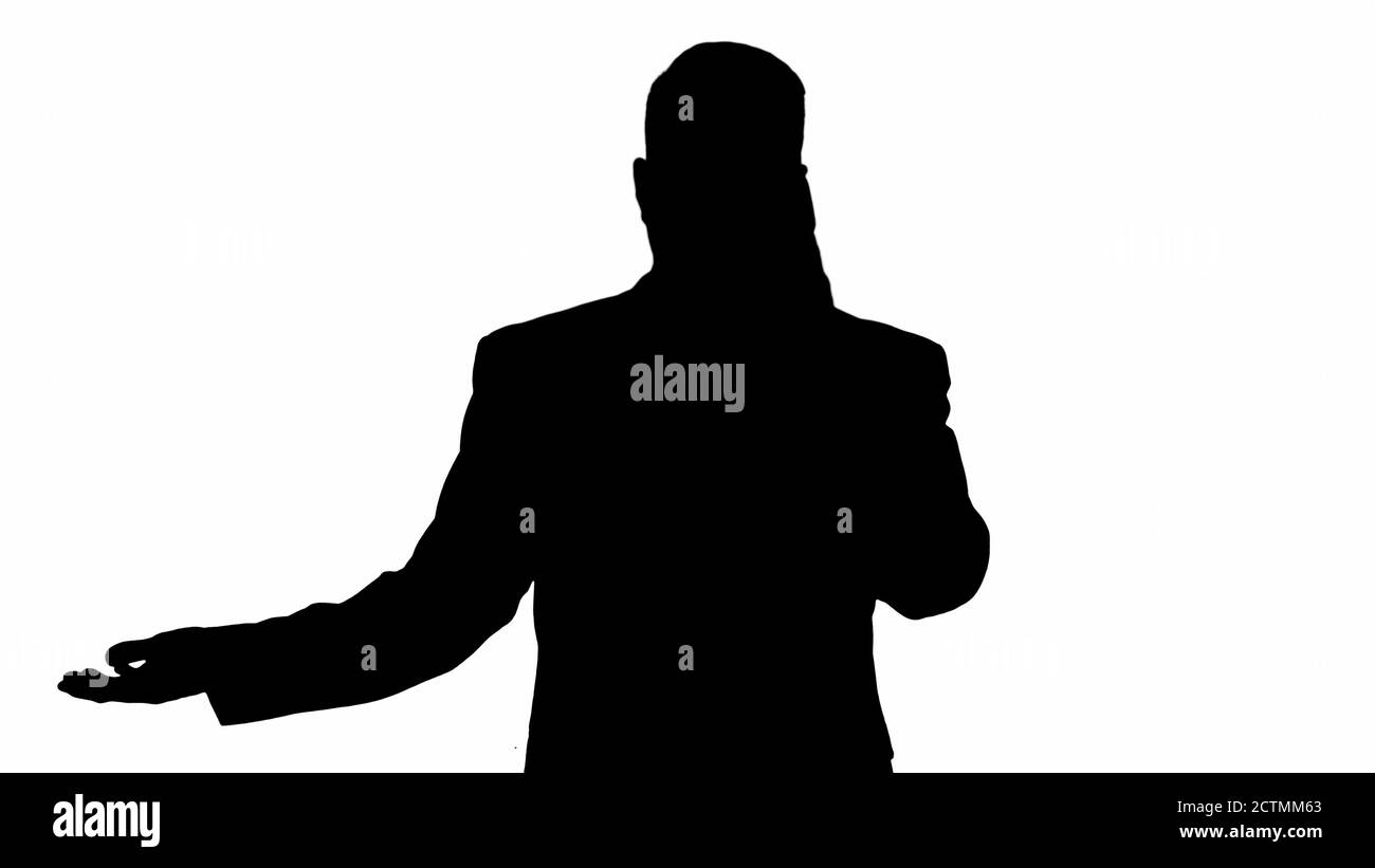 Silhouette Businessman with smartphone, making a phone call Stock Photo ...