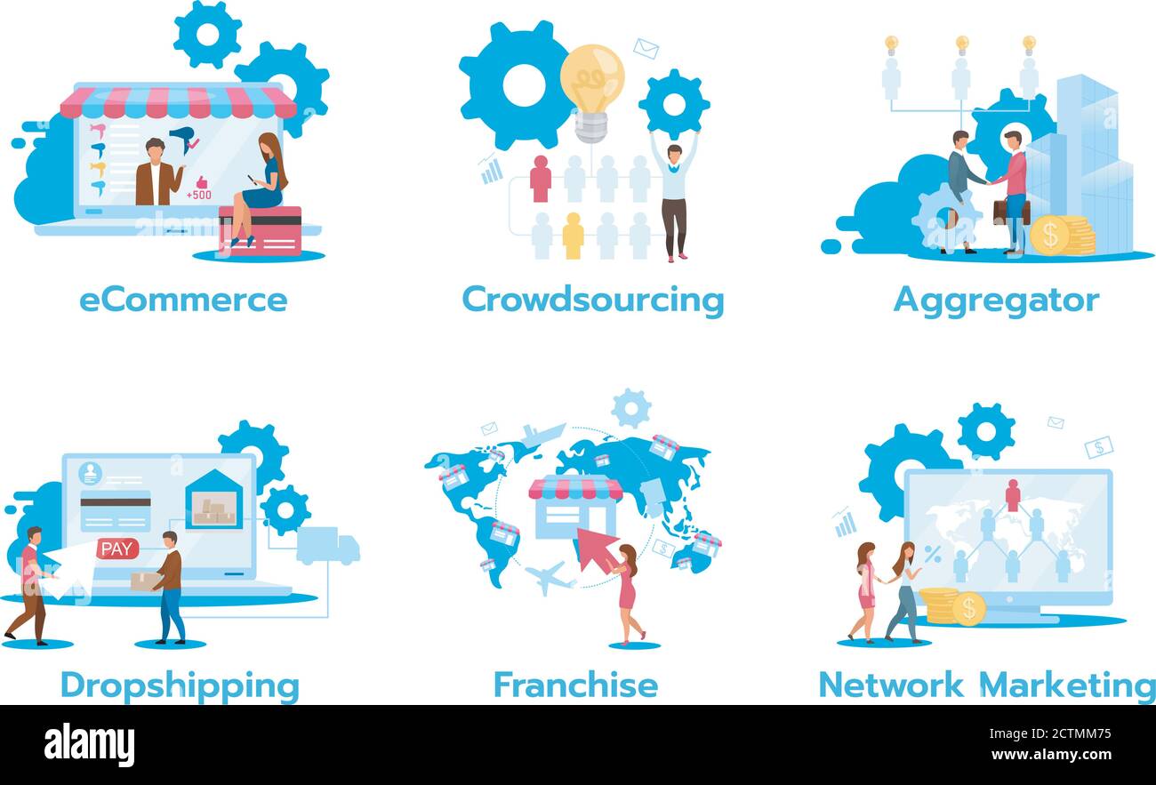 Business model flat vector illustrations set Stock Vector Image & Art ...