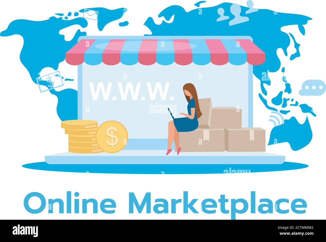 Online marketplace flat vector illustration Stock Vector Image & Art ...