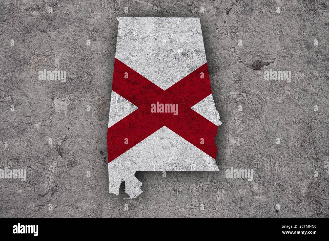 Map and flag of Alabama on weathered concrete Stock Photo - Alamy