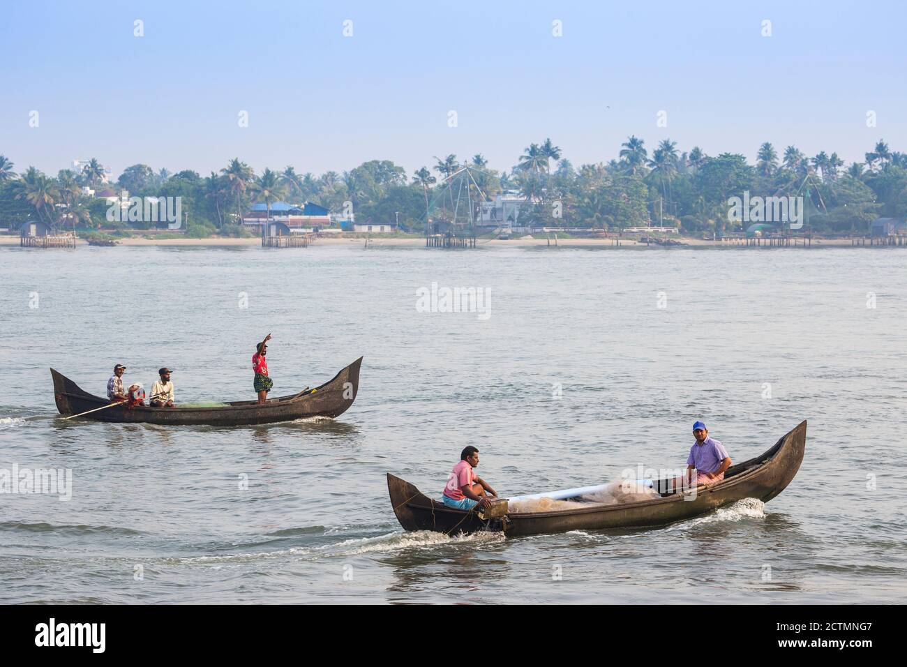 Indian fisherman in dug out canoes hi-res stock photography and images ...