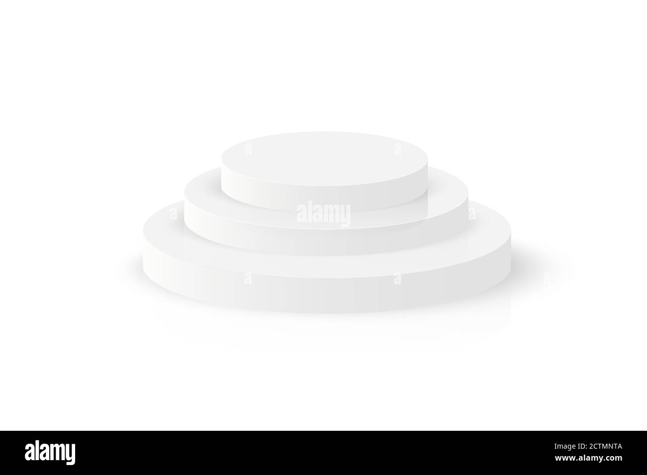 Podium 3D round stage. Circle white pedestal. Empty vector showroom ...