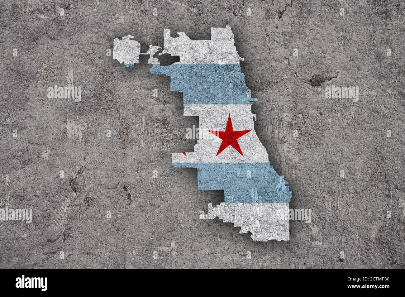 Map and flag of Chicago on weathered concrete Stock Photo - Alamy