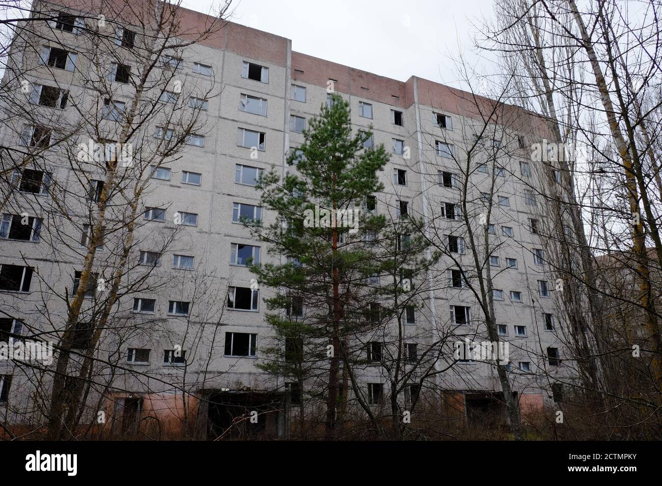 Abandoned building in Pripyat. Old buildings in the Chernobyl ...