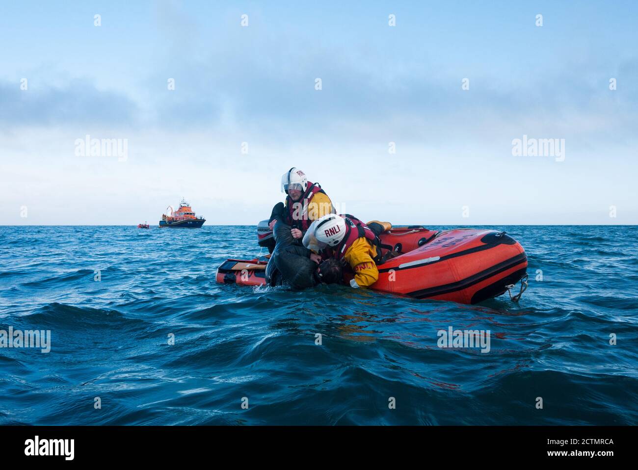 The Severn Class Penlee Lifeboat Ivan Ellen with the small inshore ...