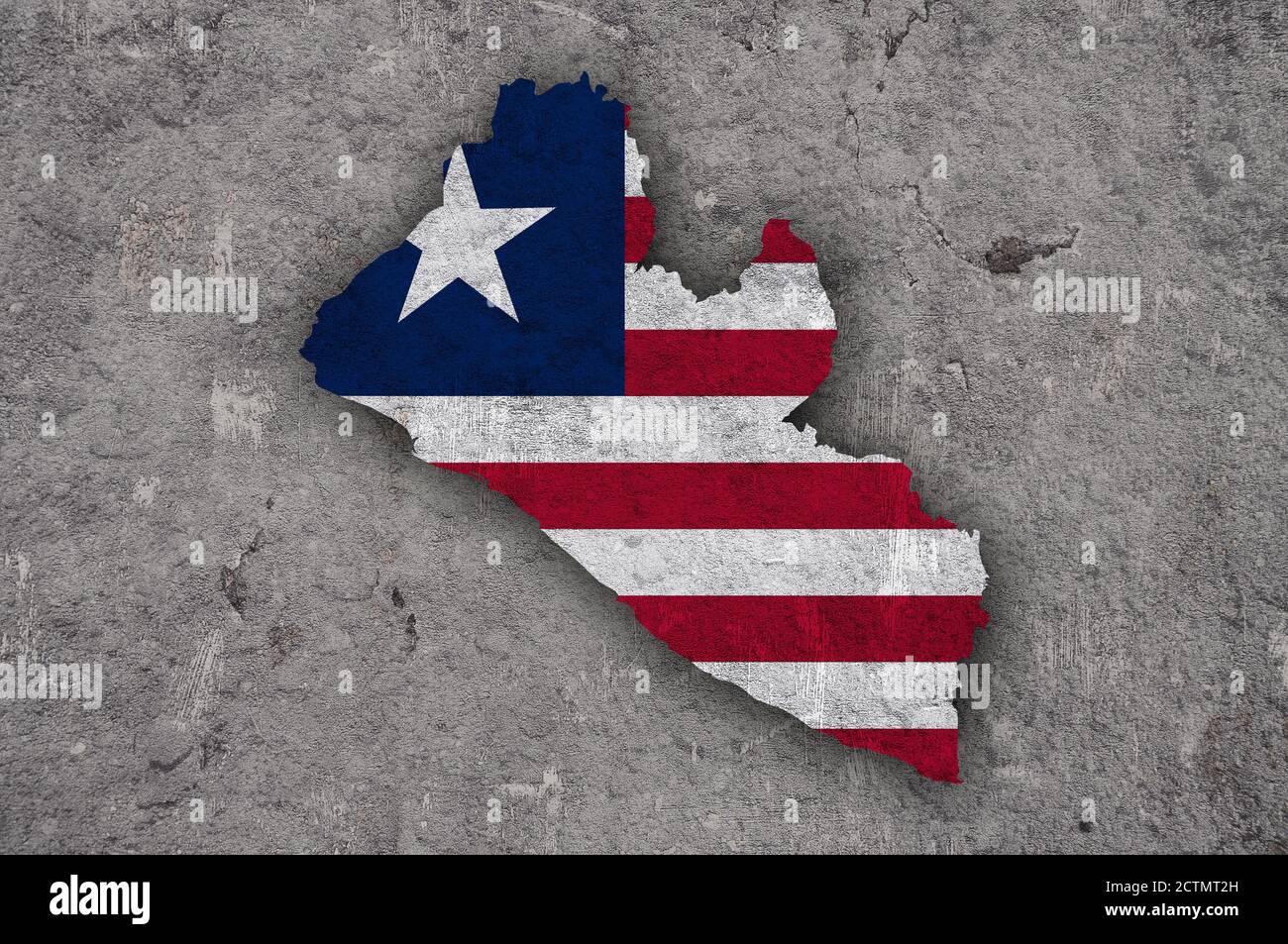 Map and flag of Liberia on weathered concrete Stock Photo - Alamy