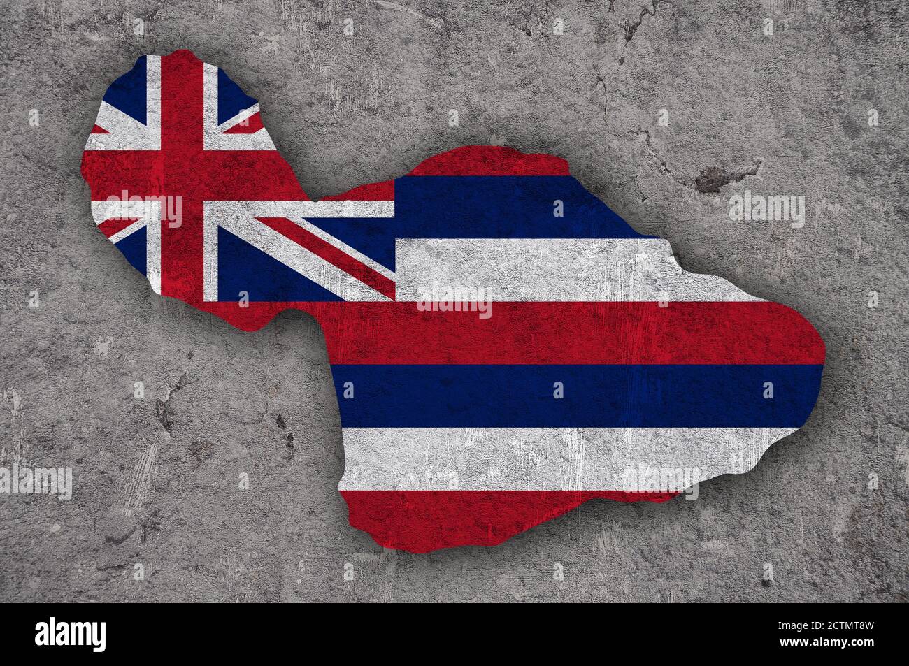 Map and flag of Maui on weathered concrete Stock Photo - Alamy