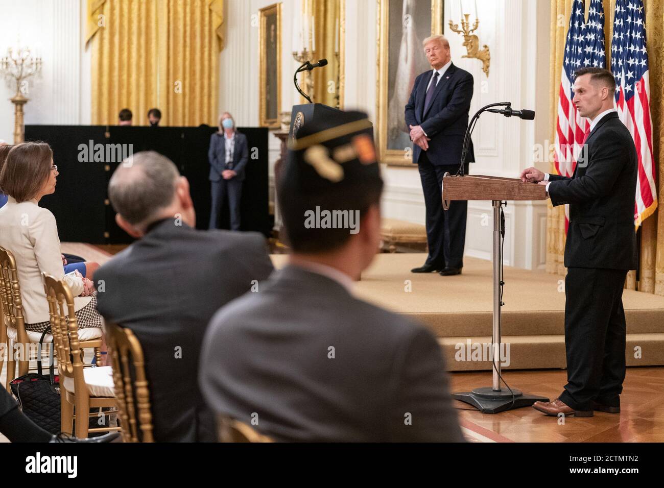On June 17, 2020, President Donald Trump listened as U.S. Marine ...