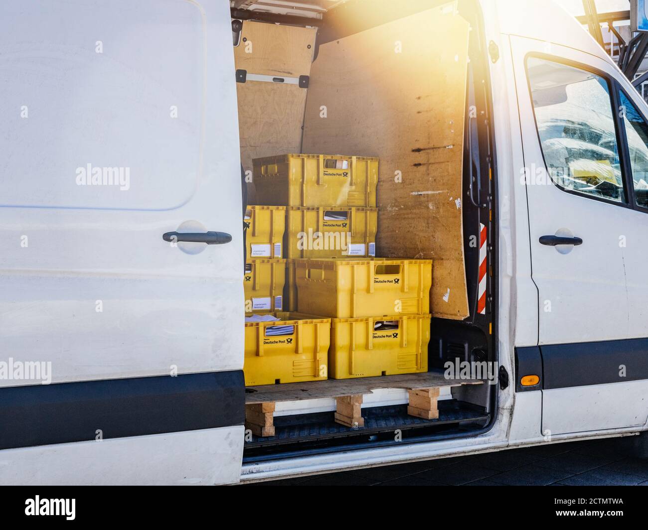 Hamburg, Germany - 20 Mar 2020: Side view of parcel delivery van with ...