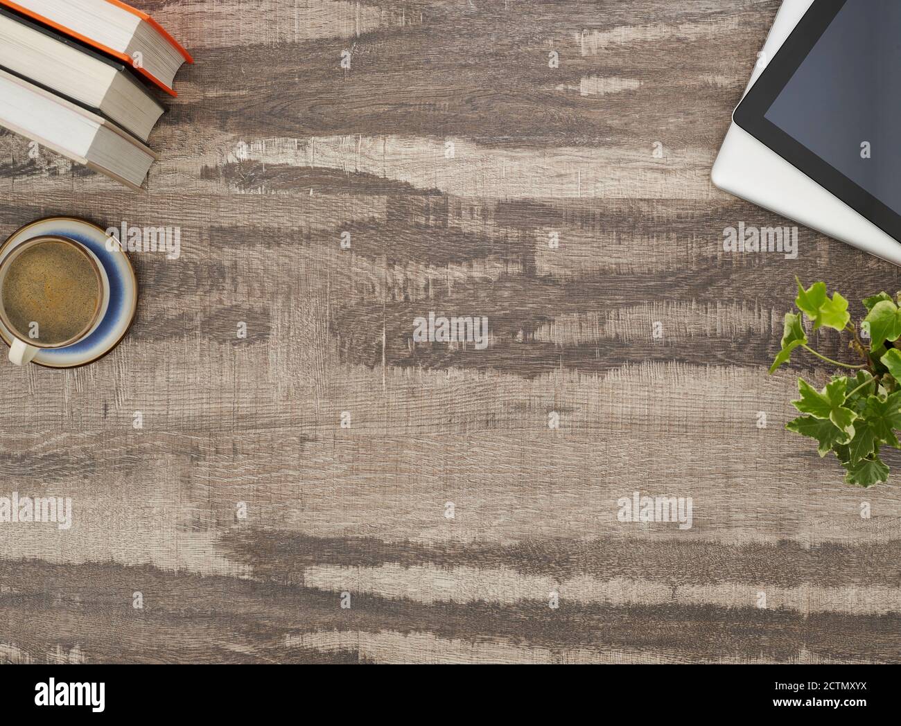 Directly above view of working table with copyspace Stock Photo - Alamy