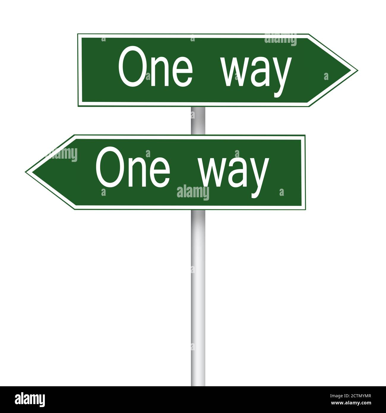 One way pole sign isolated on white Stock Photo - Alamy