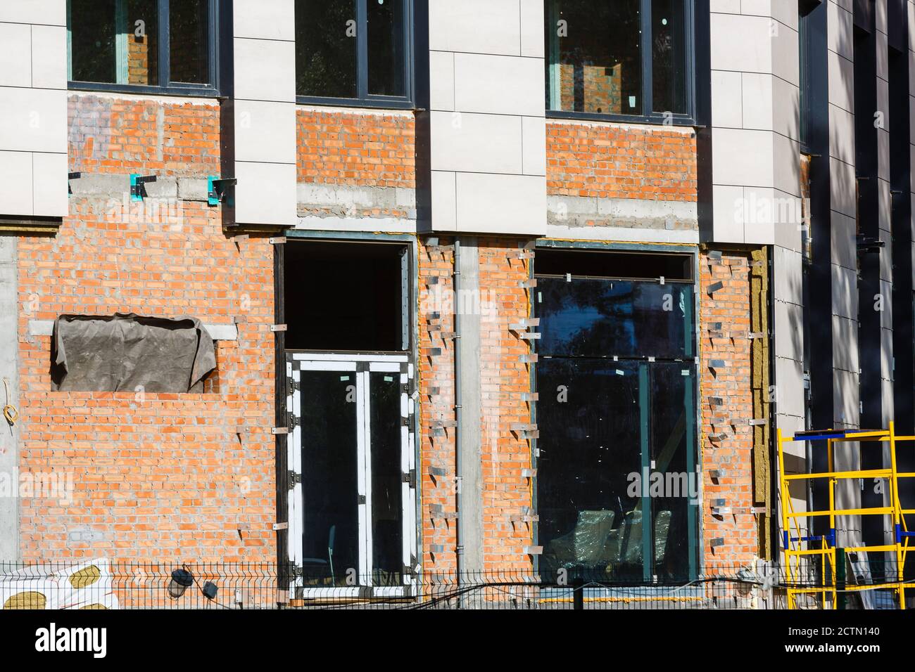 Building facade renovation, house reconstruction, repair Stock Photo ...