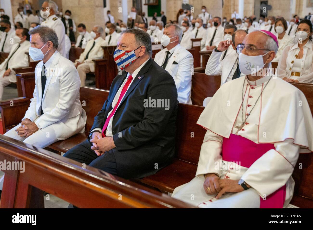 Secretary of State Michael Pompeo attends the inaugural mass of ...