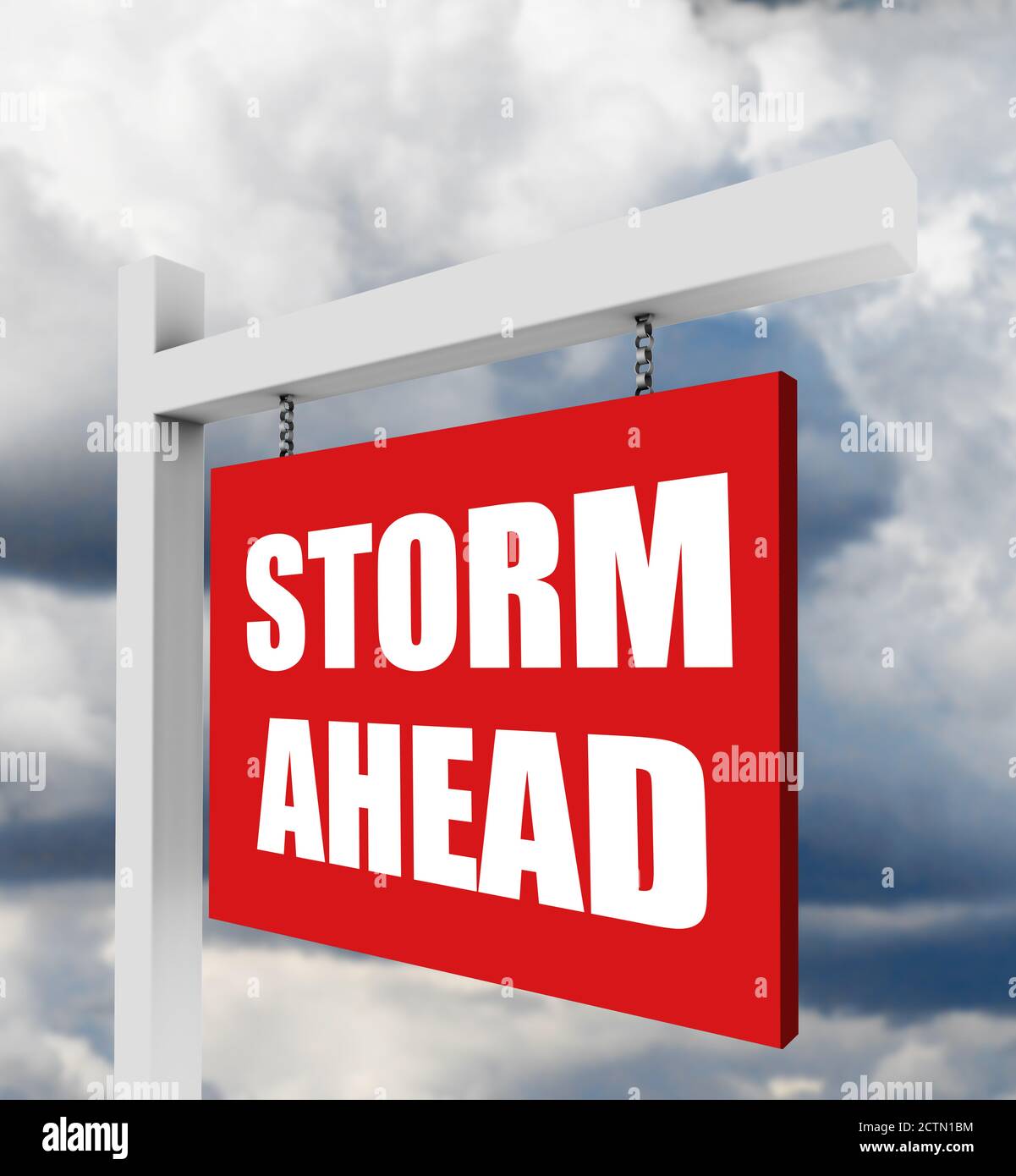 Storm ahead warning sign on dark sky Stock Photo - Alamy