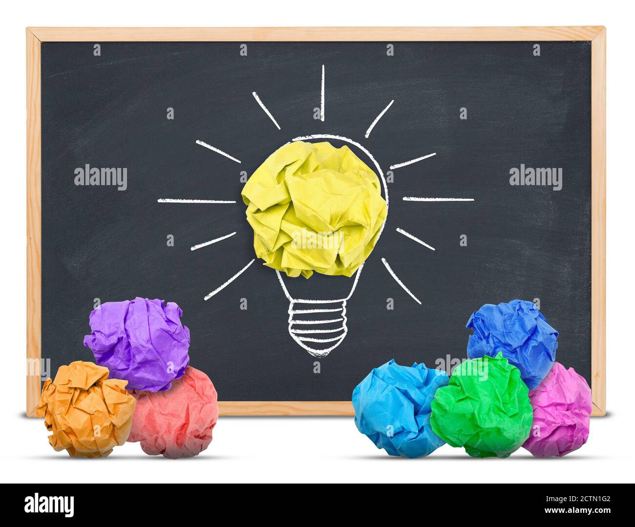 Paper ball forming a lightbulb with other multi-colored paper balls ...