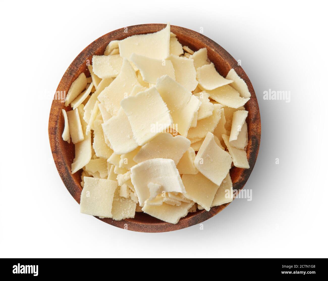 Wooden bowl of parmesan cheese flakes Stock Photo - Alamy