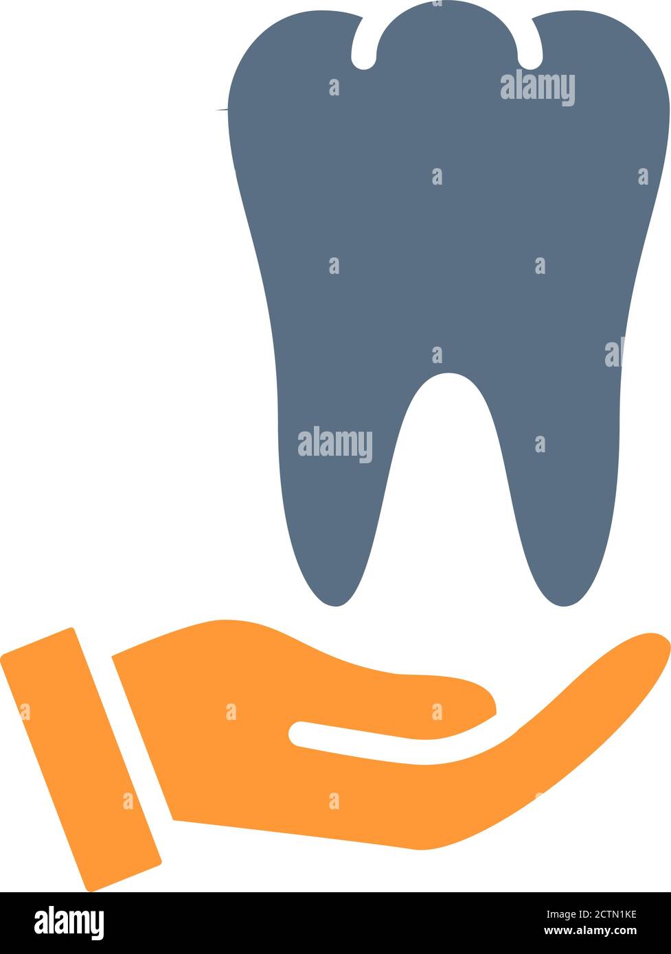 Human tooth on hand colored icon. Care, rescue, treatment, disease ...