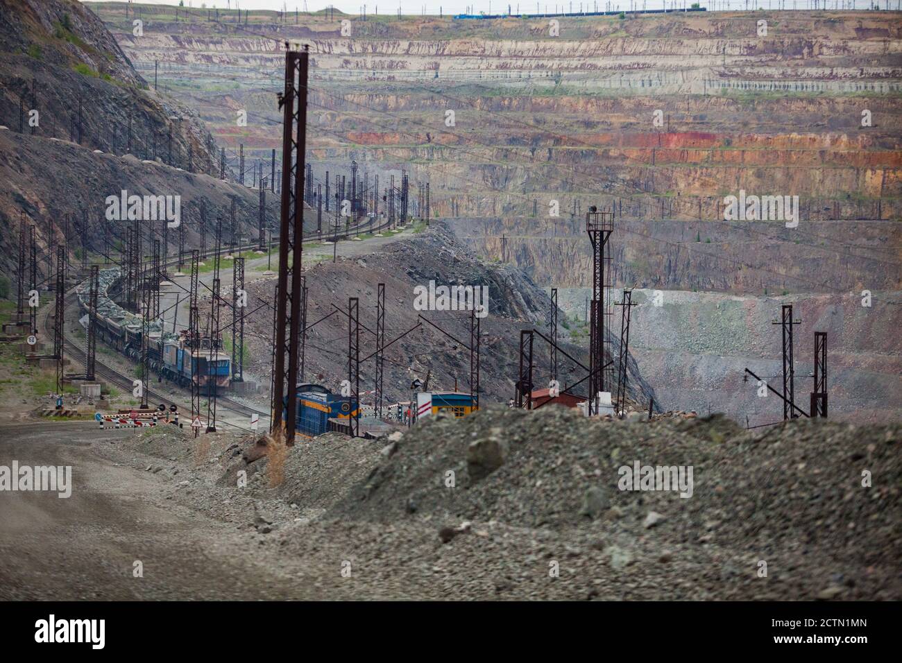 Giant deep iron ore quarry in Kazakhstan. Open-pit mining raw minerals ...