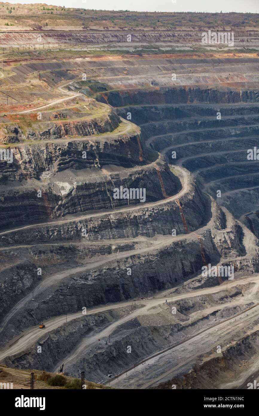 Giant iron ore quarry in Rudny, Kazakhstan. Open-pit mining raw ...