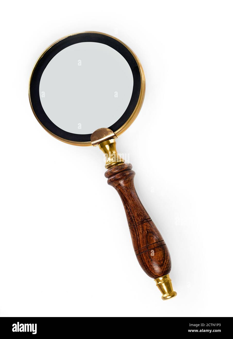 Vintage magnifying glass isolated on white Stock Photo - Alamy