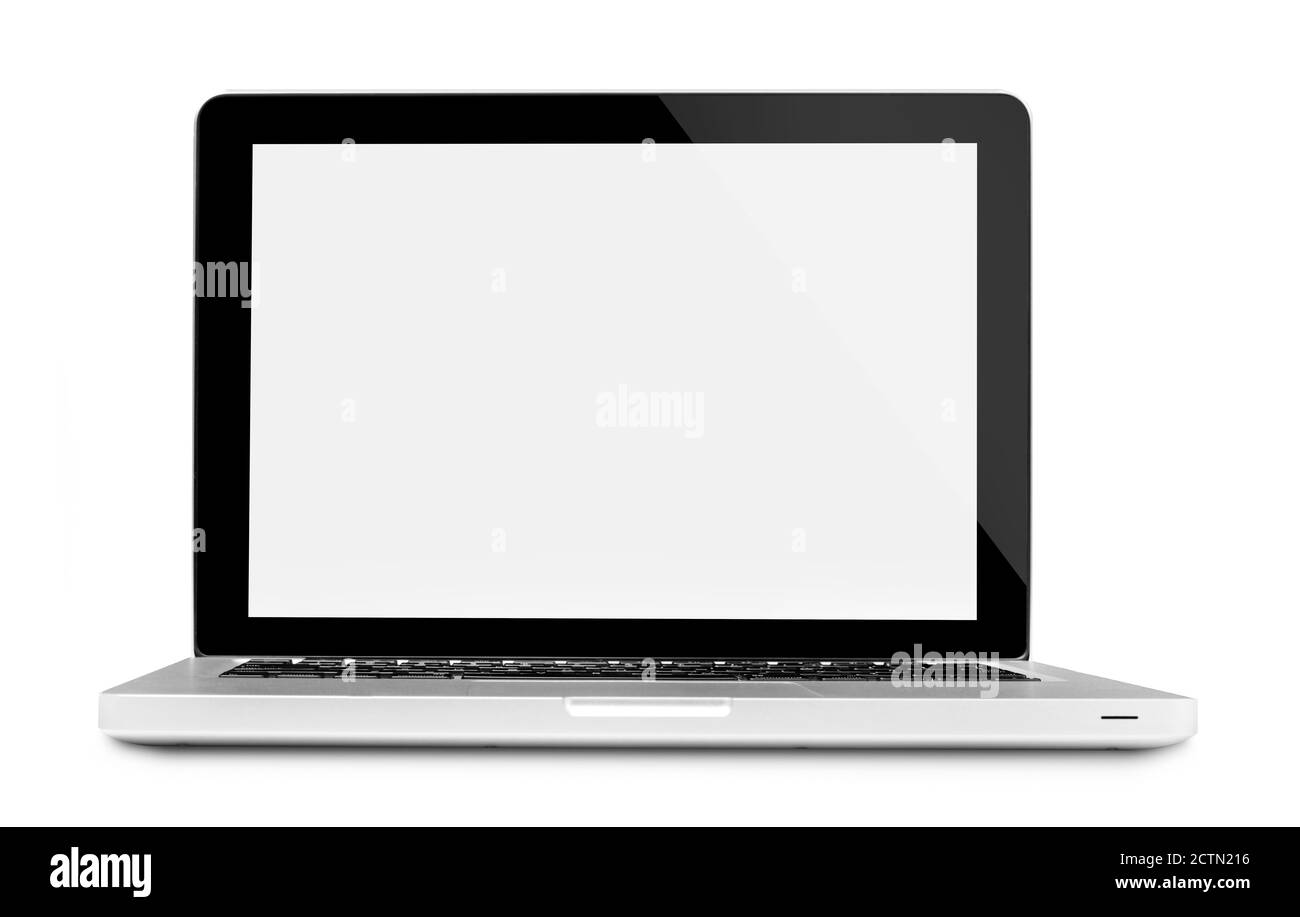 Laptop on white background Stock Photo - Alamy