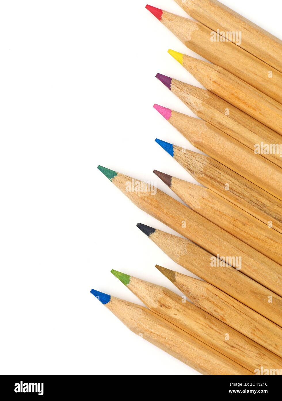 Multi-colored pencils on white background Stock Photo - Alamy