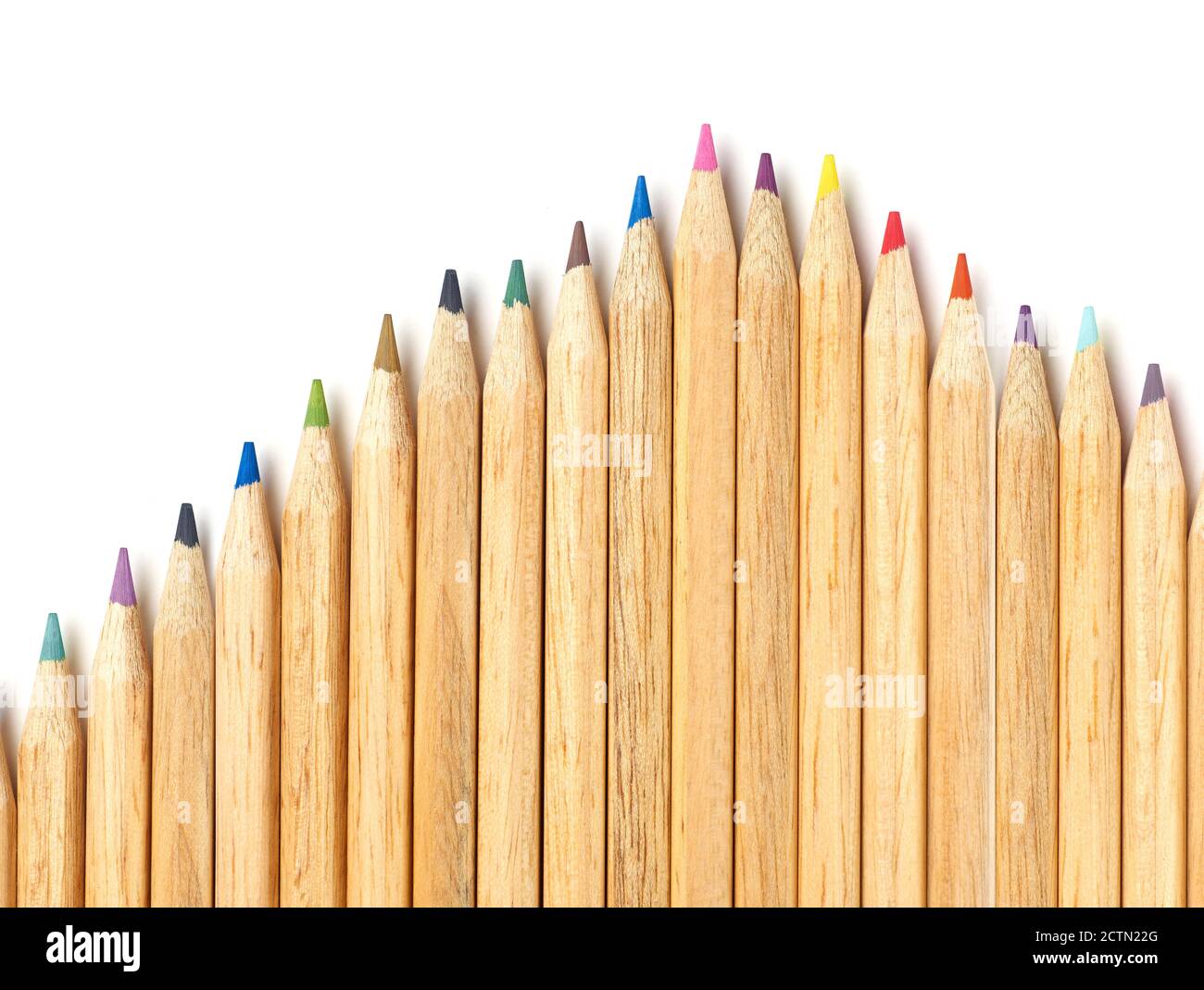 Multi-colored pencils on white background Stock Photo - Alamy
