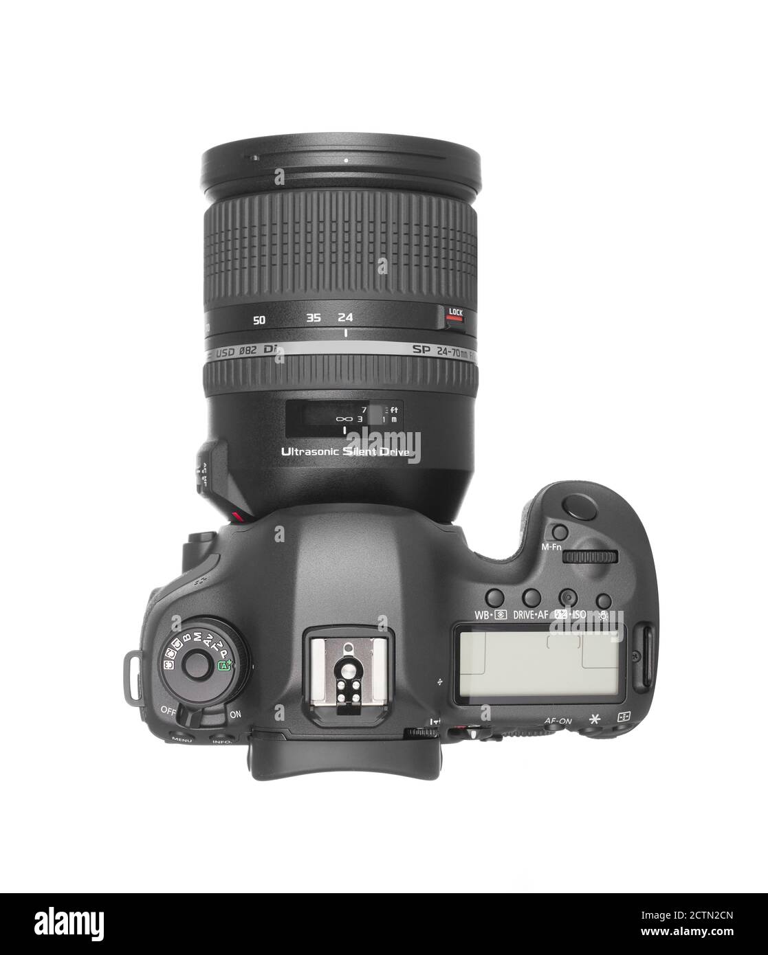 Photo camera aerial view isolated on white Stock Photo - Alamy