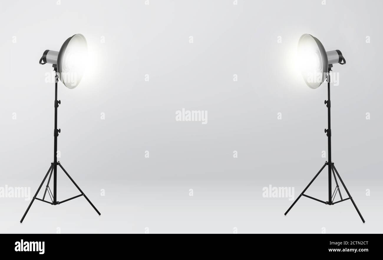 Studio lights on white background Stock Photo - Alamy