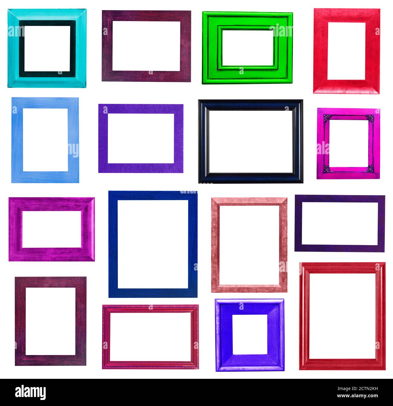 Multi-colored picture frames collection isolated Stock Photo - Alamy