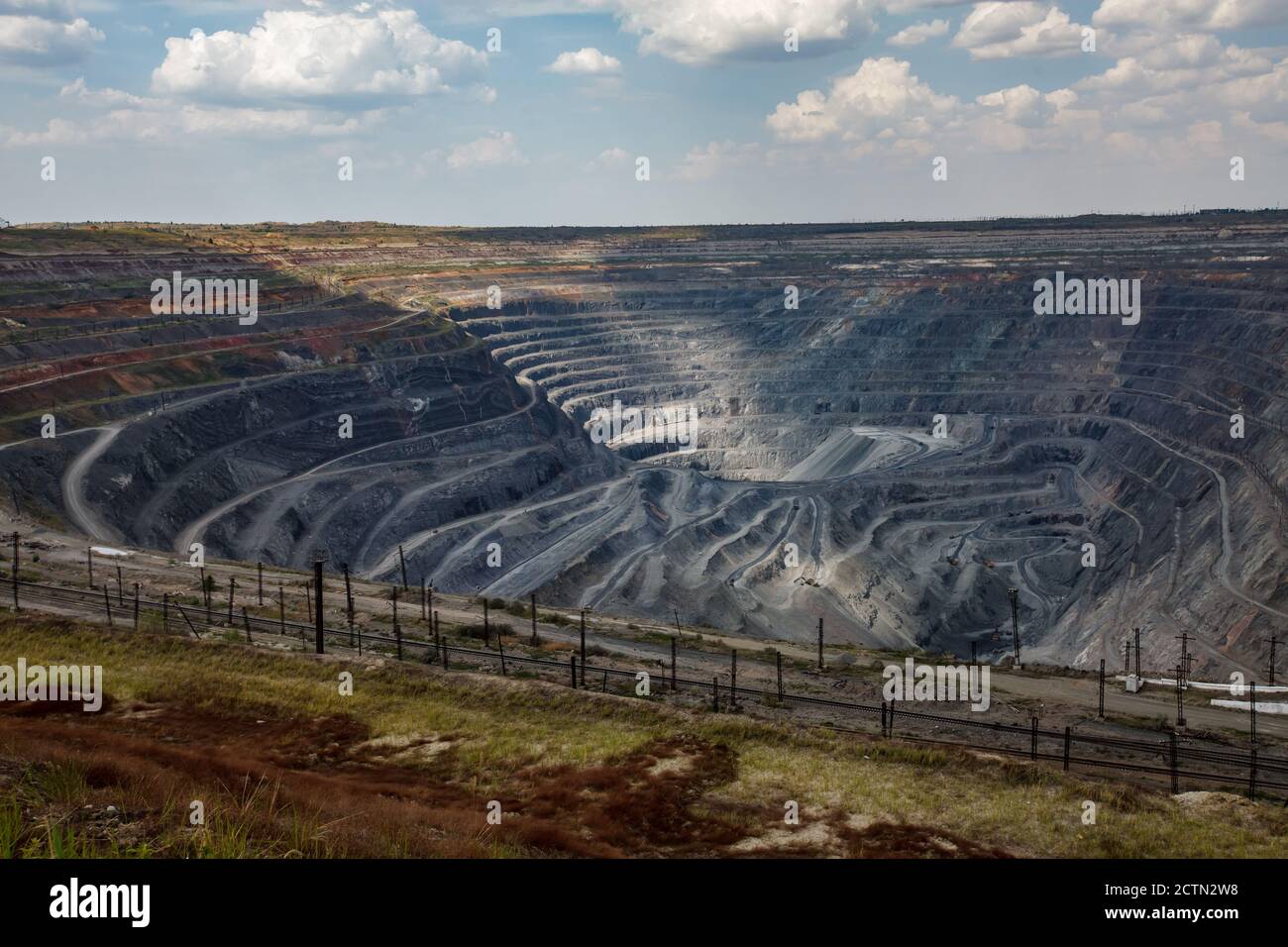 Giant iron ore open-pit quarry in Rudny, Kazakhstan. Mining raw ...