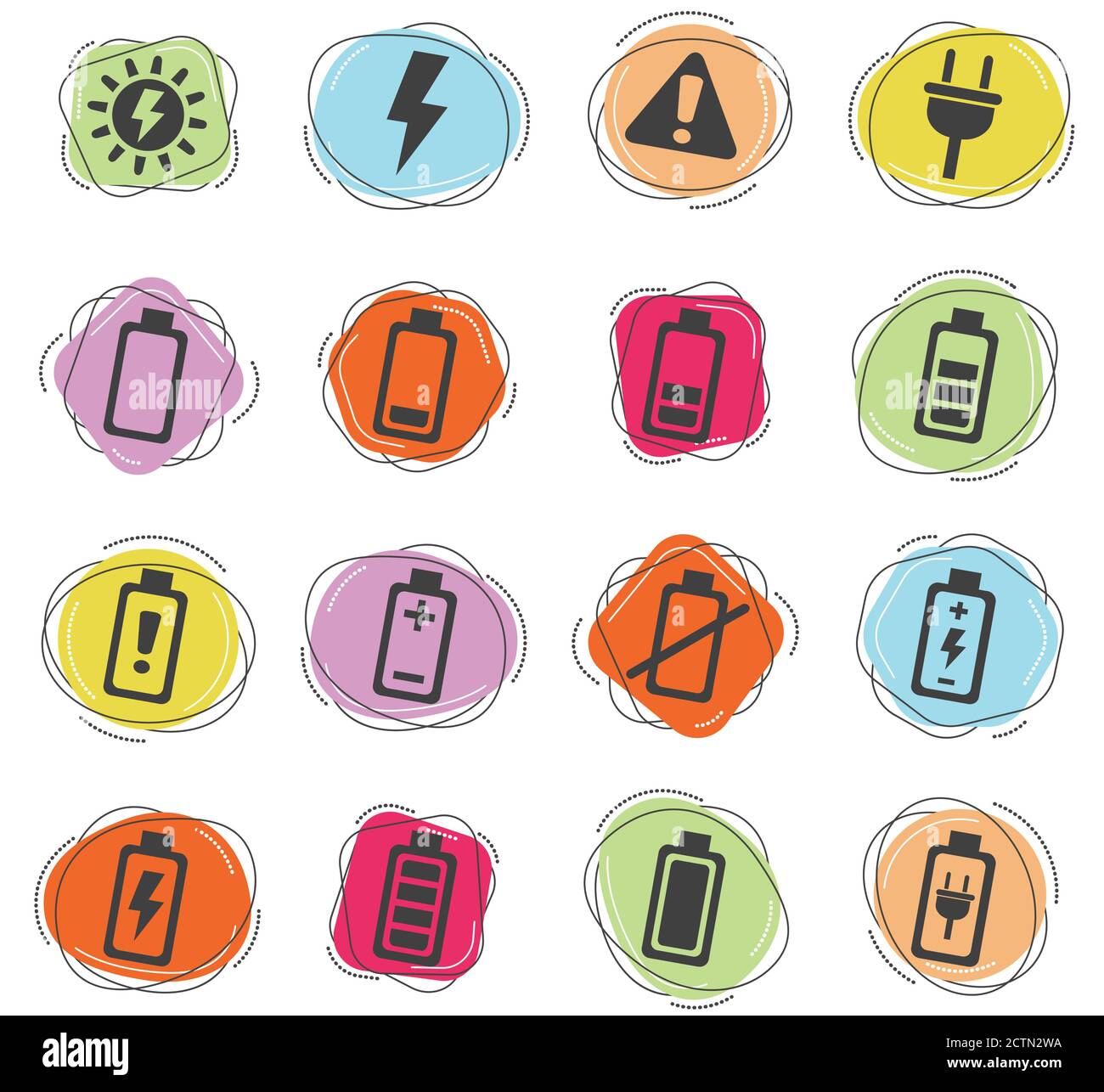 battery icon set Stock Vector Image & Art - Alamy