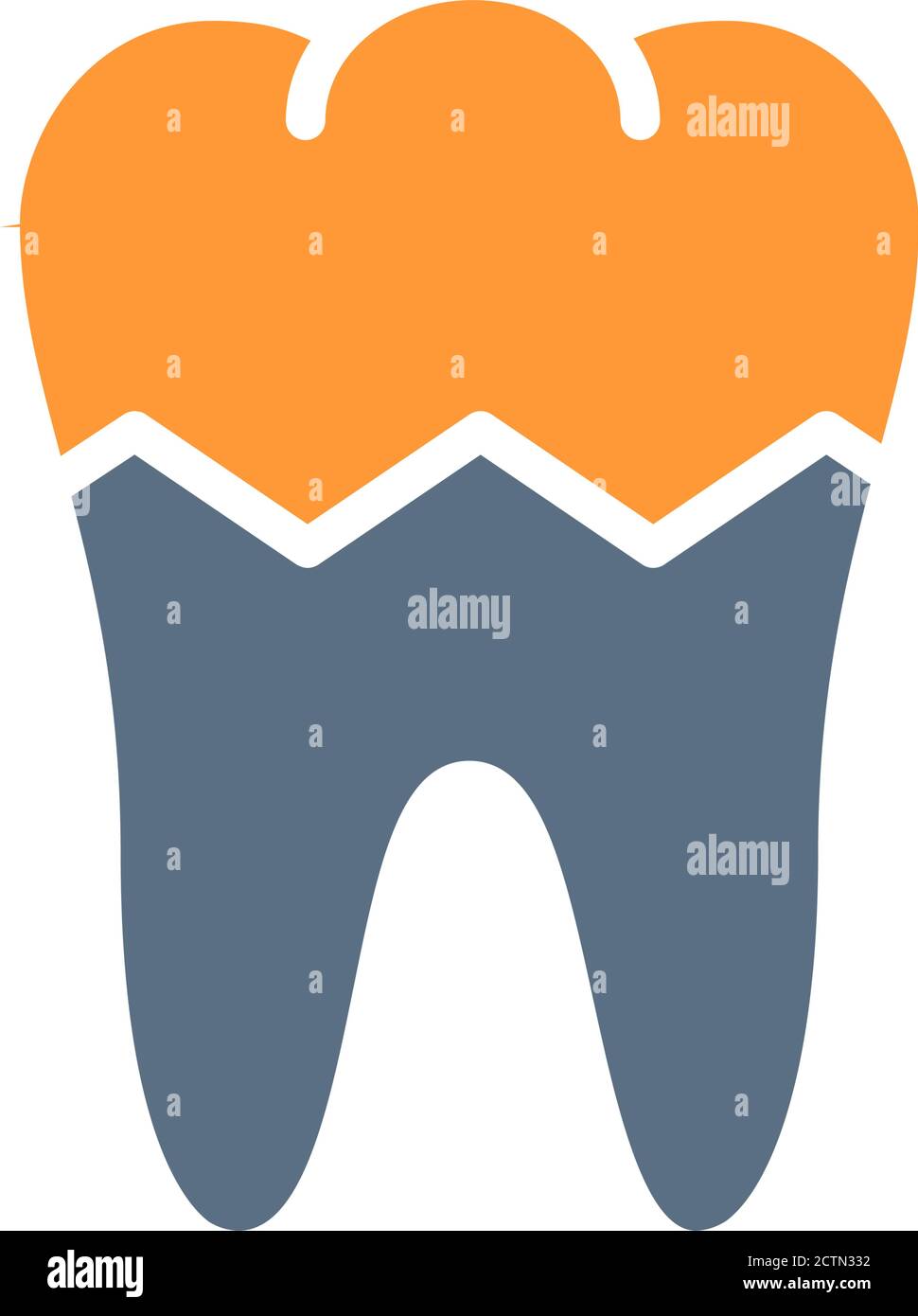Broken human tooth colored icon. Damaged, diseased internal organ ...