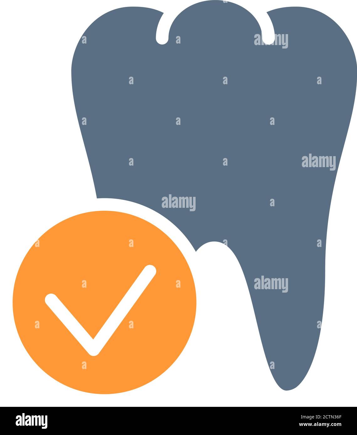 Tooth with tick checkmark colored icon. Healthy internal organ symbol ...