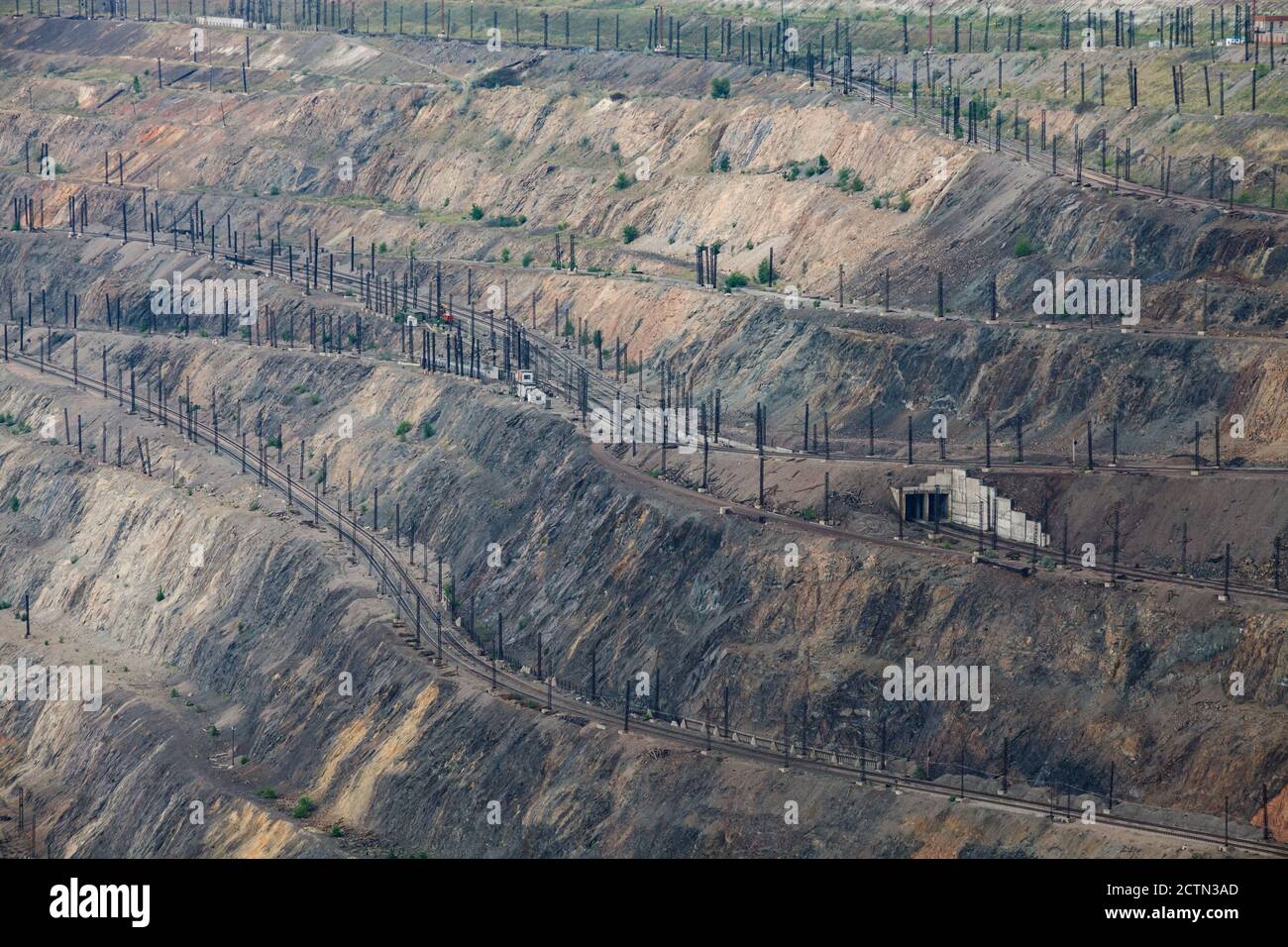 Giant iron ore open-pit mine (quarry) in Rudny, Kazakhstan. Mining raw ...