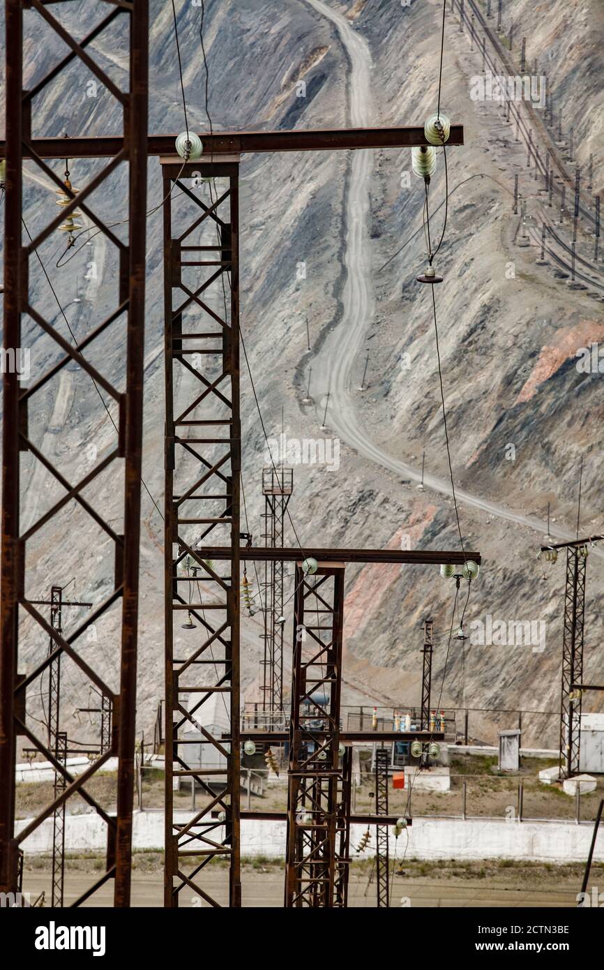 Iron ore quarry in Rudny, Kazakhstan. Open-pit mining raw minerals for ...