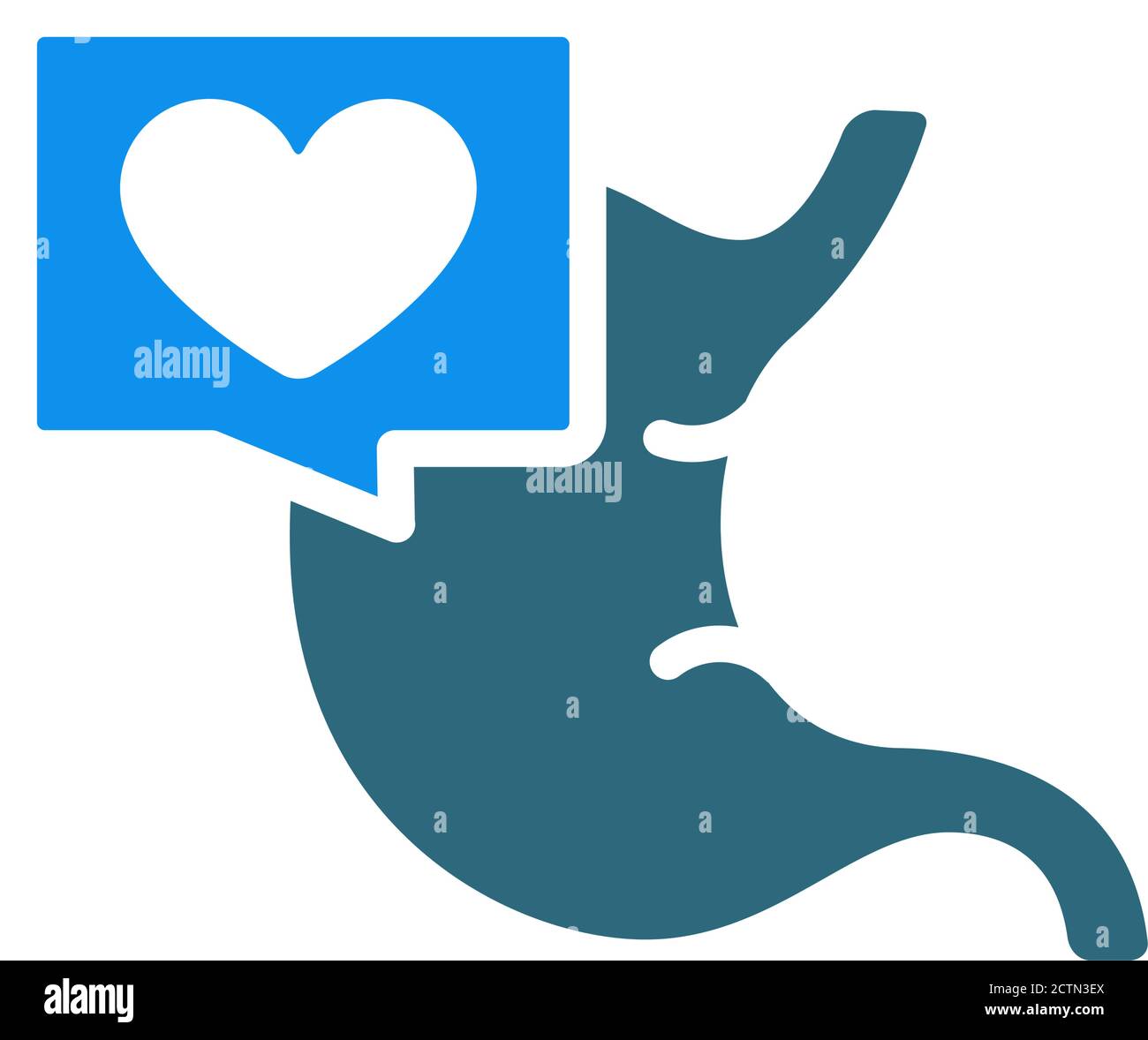 Stomach with heart in chat bubble colored icon. Healthy ...