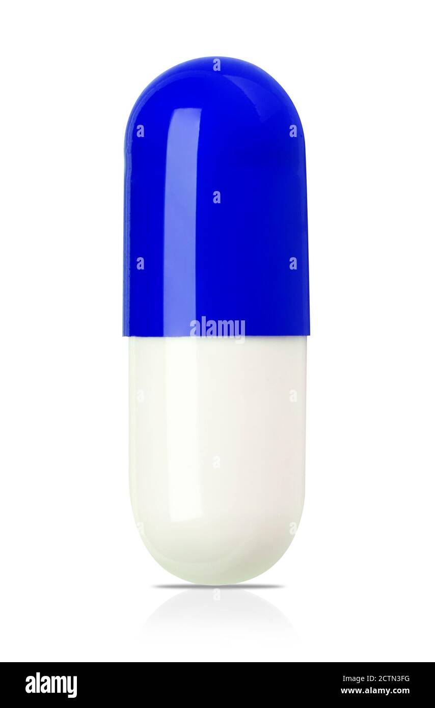 Blue and white capsule Stock Photo - Alamy