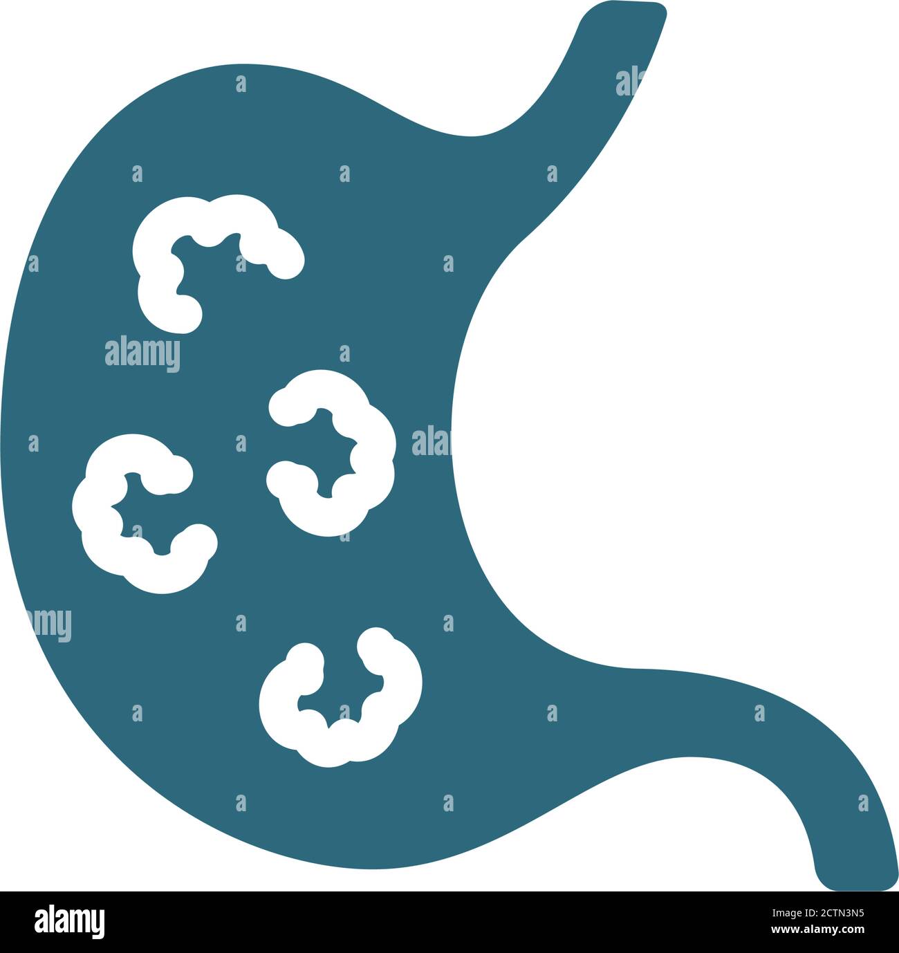 Stomach with tumors colored icon. Stomac cancer, diseases internal ...