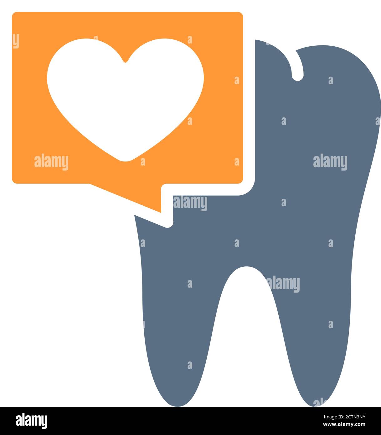 Tooth with heart in chat bubble colored icon. Healthy organ in the oral ...
