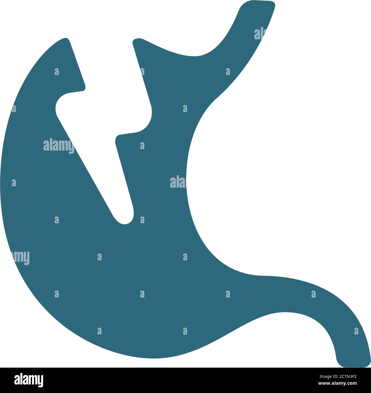 Stomach with acute pain colored icon. Danger of gastrointestinal tract ...