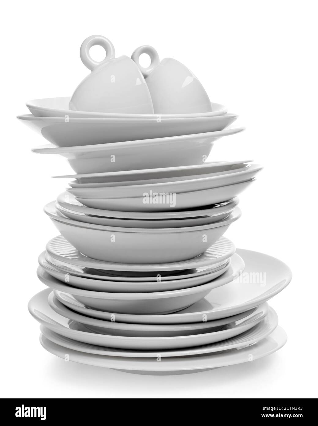 Stack of plates and cups Cut Out Stock Images & Pictures - Alamy