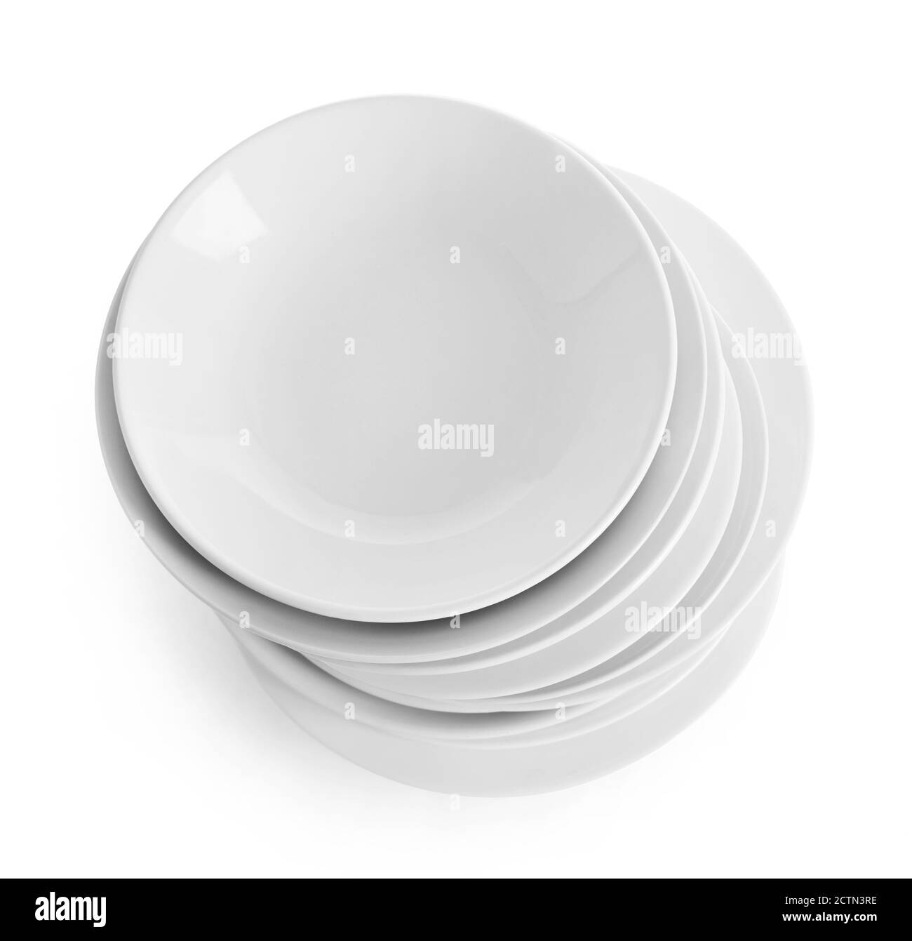 Plates stack isolated on white Stock Photo - Alamy