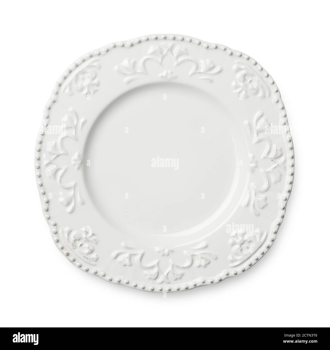 White classic plate isolated on white Stock Photo - Alamy
