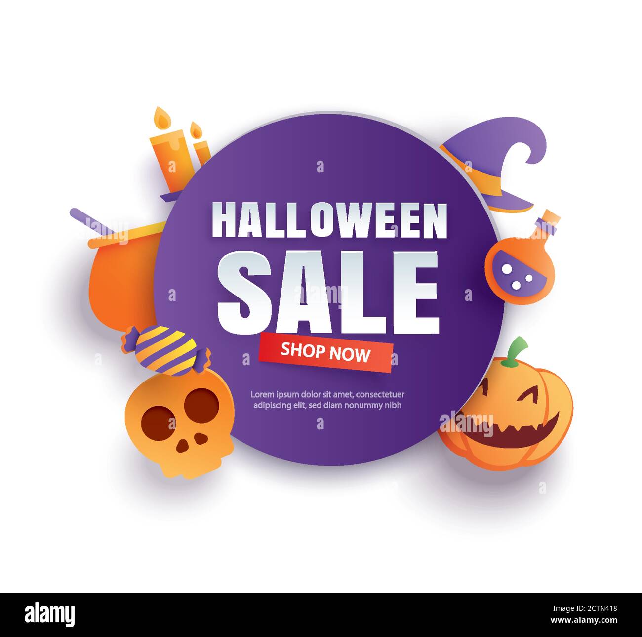 Halloween sale promotion template with paper art element design for ...
