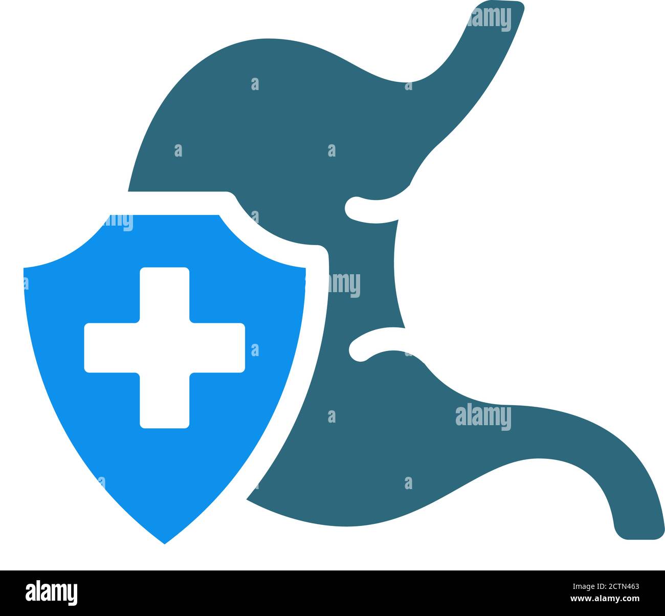 Healthy protected stomach colored icon. Treatment, first aid for ...