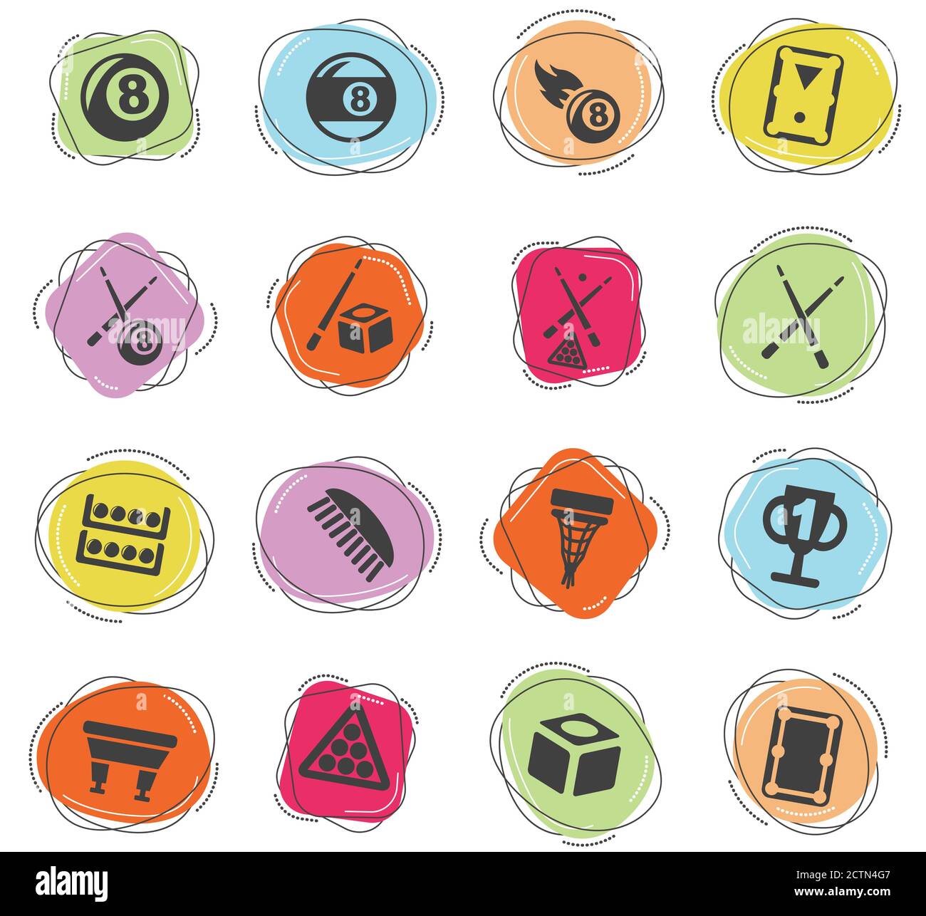 Billiard balls cues pool Cut Out Stock Images & Pictures - Alamy