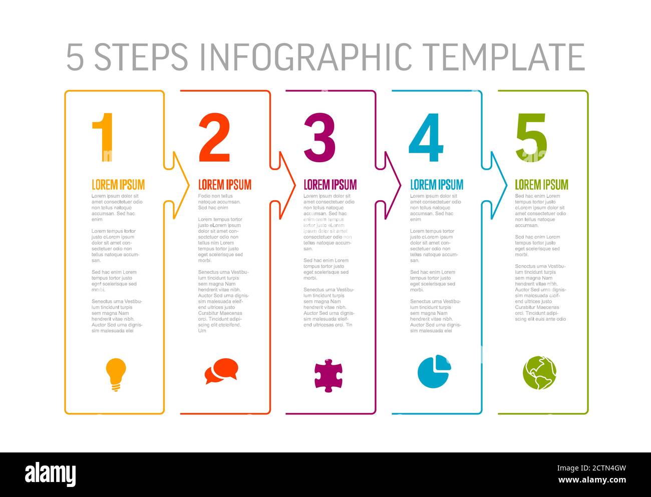 One two three four five - vector light progress steps template with ...