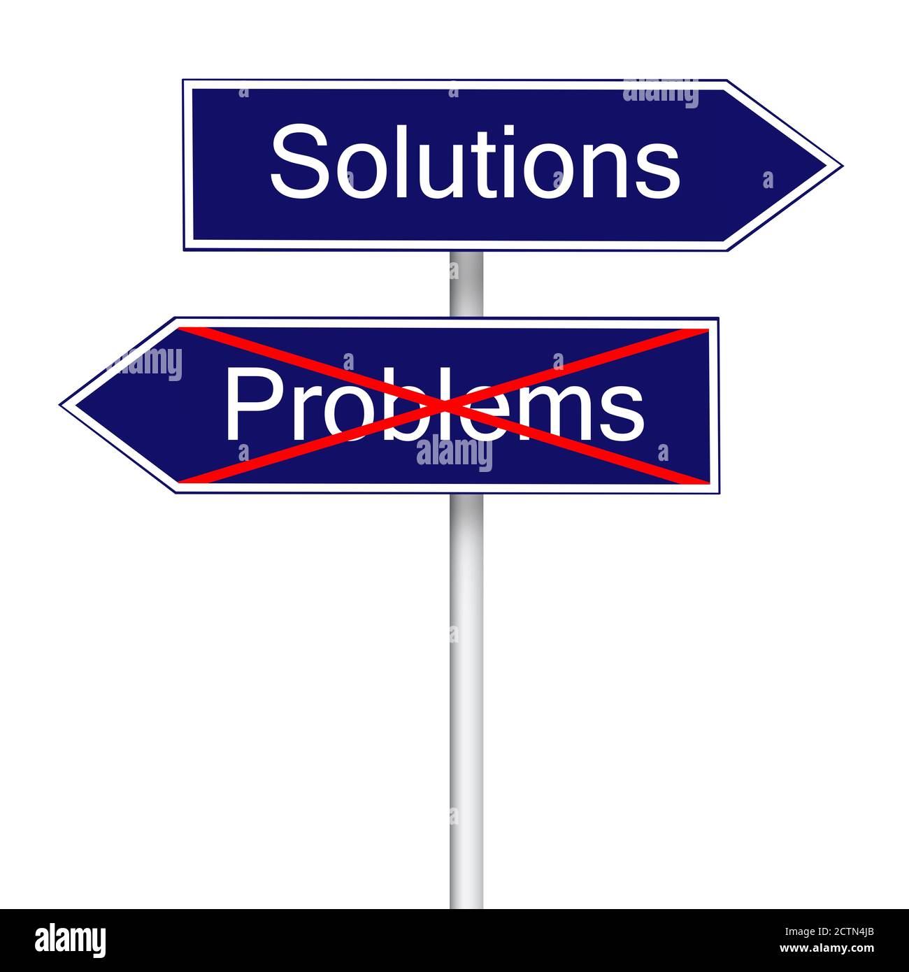 Problems vs solutions pole sign Stock Photo - Alamy